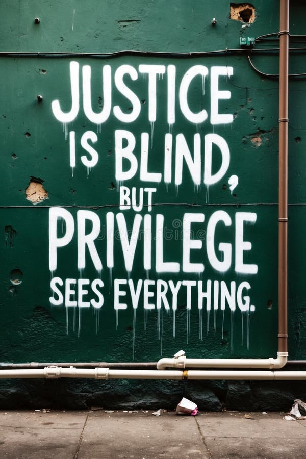 Justice Vs. Privilege: a Street Art Message Stock Illustration ...