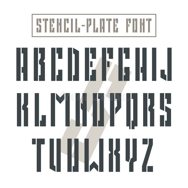 Bold Stencil-plate Sans Serif Font In Military Style Stock Vector ...