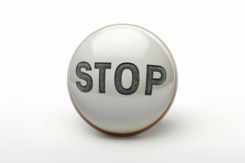 Bold STOP Button on White Background Stock Illustration - Illustration ...