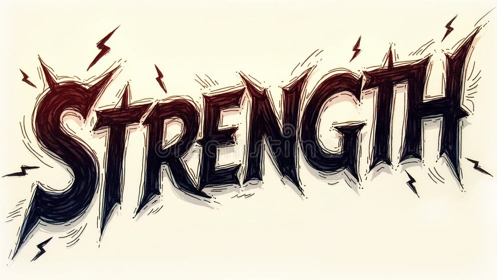 Bold Strength Word with Lightning Bolts for Emphasis Stock Illustration ...