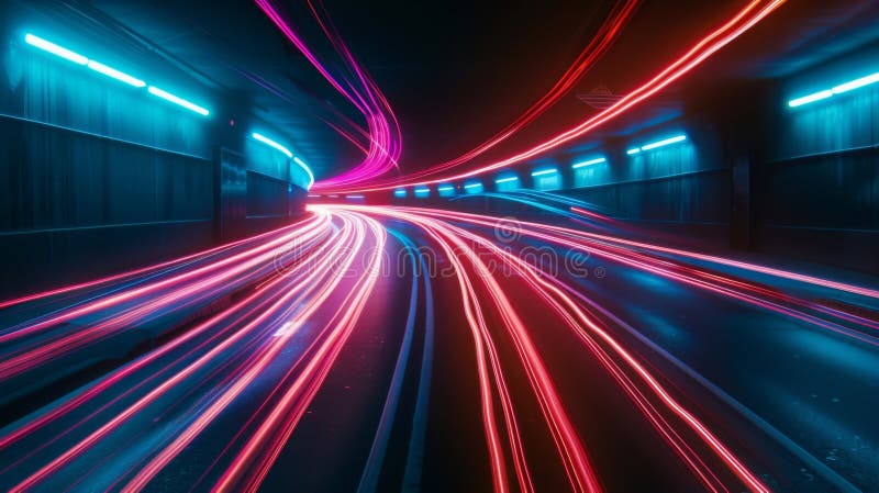 Bold and Striking the Neon Light Trails on the Black Background Demand ...