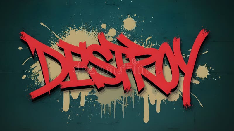 Graffiti Art Destroy Word Urban Street Art Design Stock Illustration ...