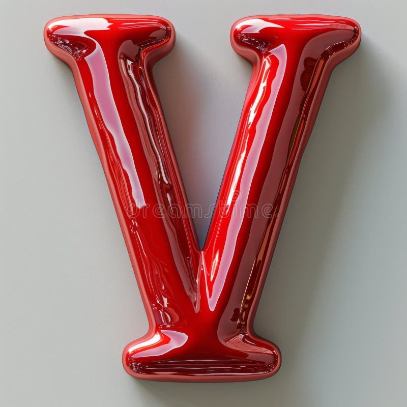 Bold and Striking Red Letter V Boldly Displayed Against a Clean White ...