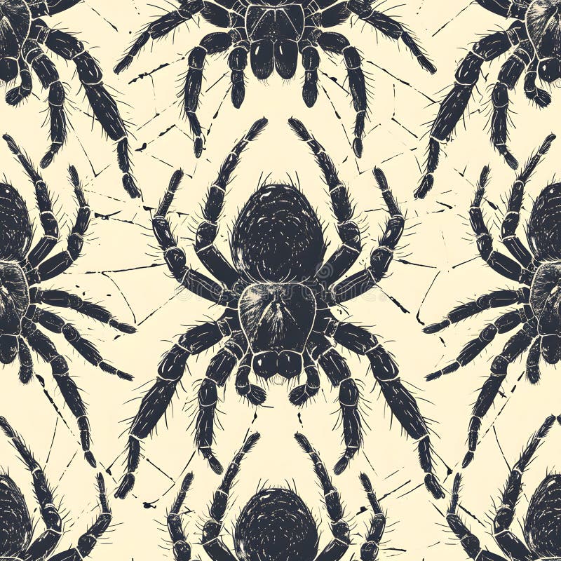 Black Tarantula Seamless Pattern Stock Illustration - Illustration of ...