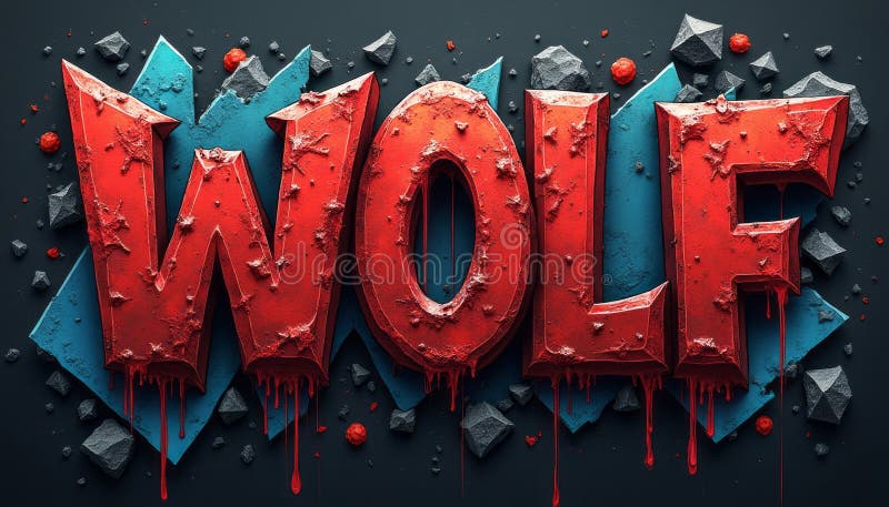 Bold and Striking WOLF Lettering with a Dramatic Design Stock Photo ...