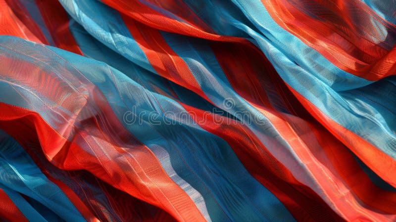 Bold Stripes of Red and Blue Fabric Dance in the Breeze Adding a Pop of ...