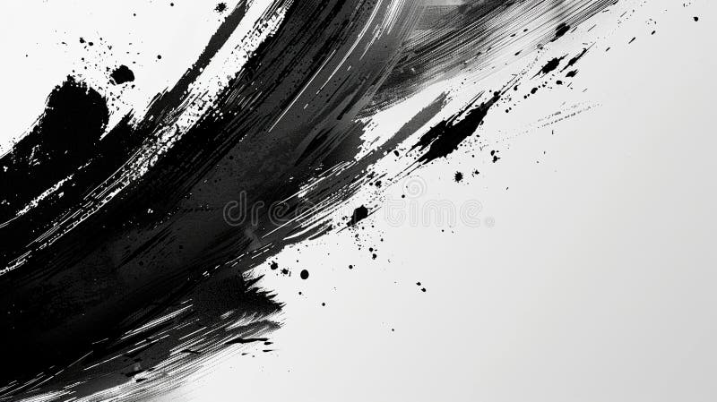 Dynamic Black Ink Splashes Create an Abstract Aesthetic on a White ...