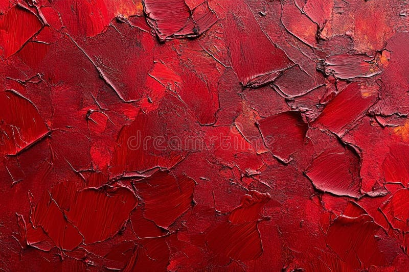 Bold Strokes of Carmine Artistry a Tactile Composition in Impasto ...