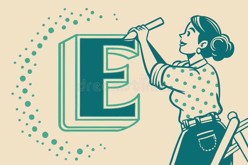 Bold and Stylish Retro Letter E with Colorful Gradient Effects, Ideal ...