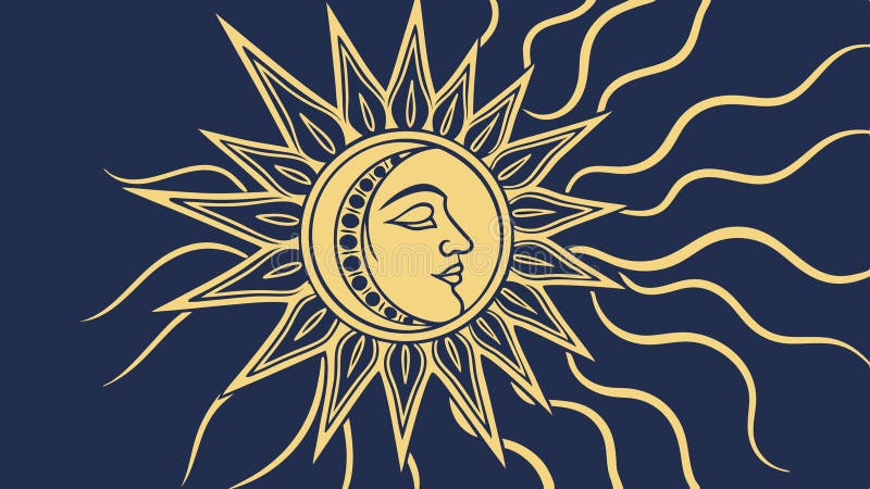 Bold Stylized Sun with Face and Radiant Rays, Energy and Power, Vector ...