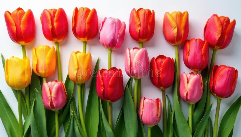 Bold, Stylized Tulips Arranged in a Square Grid , Design, Flower ...