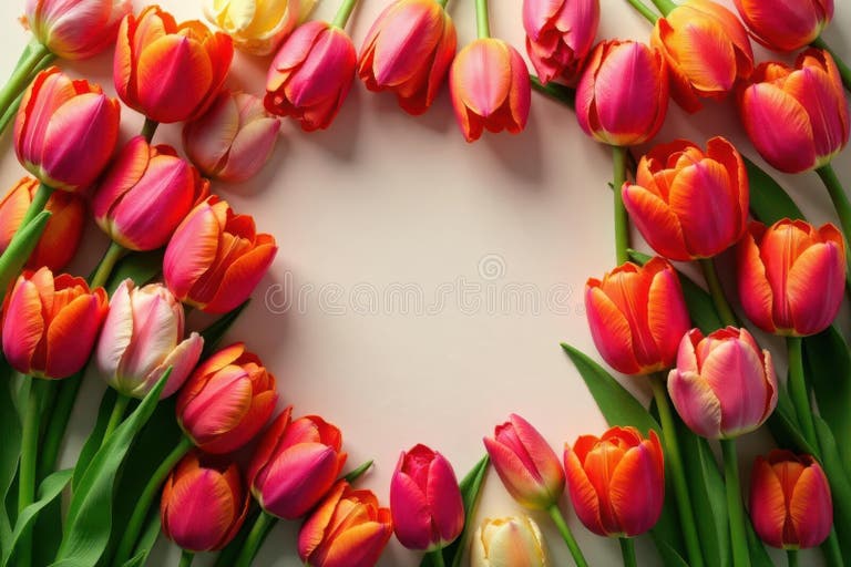 Bold, Stylized Tulips Arranged in a Square Lattice , Spring, Bloom ...