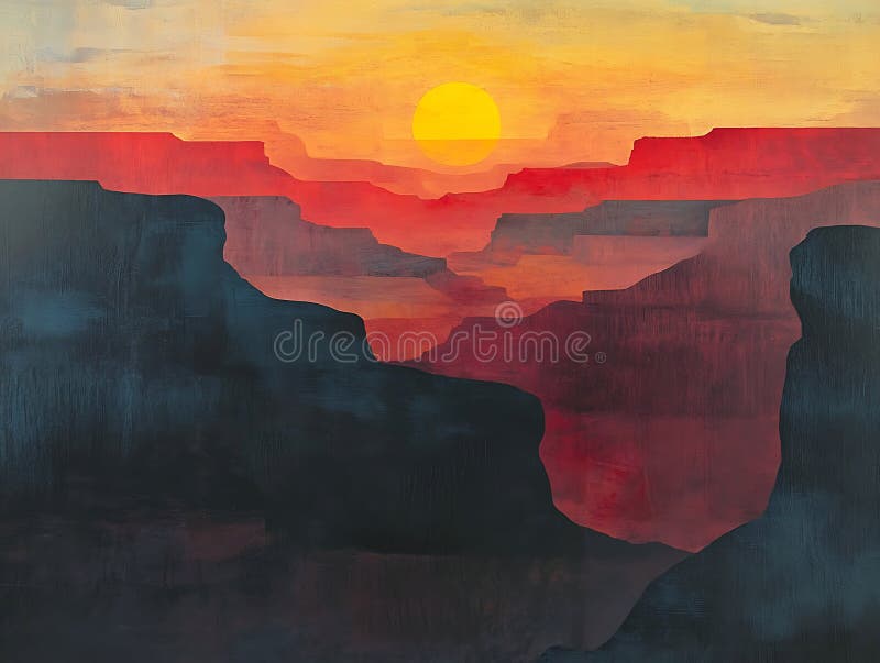 Bold Sunset Colors with Tree Shadows at Dusk Stock Illustration ...