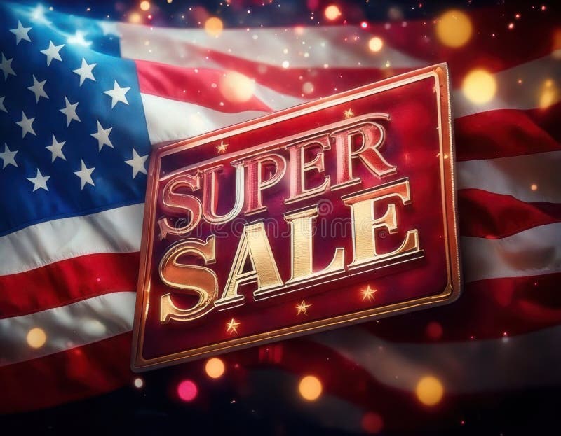 Bold Super Sale Sign with American Flag Stock Illustration ...