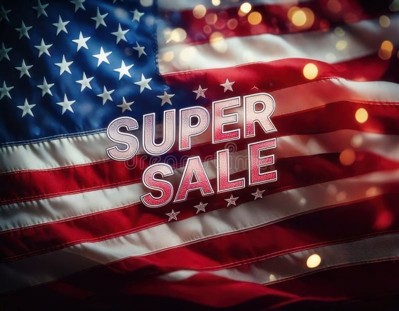 Bold Super Sale Sign with American Flag Stock Illustration ...