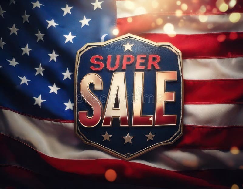 Bold Super Sale Sign with American Flag Stock Illustration ...