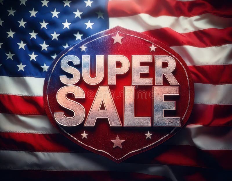 Bold Super Sale Sign with American Flag Stock Illustration ...
