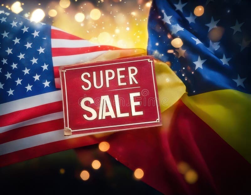 Bold Super Sale Sign with American Flag Stock Illustration ...