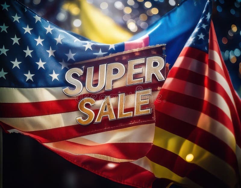 Bold Super Sale Sign with American Flag Stock Illustration ...