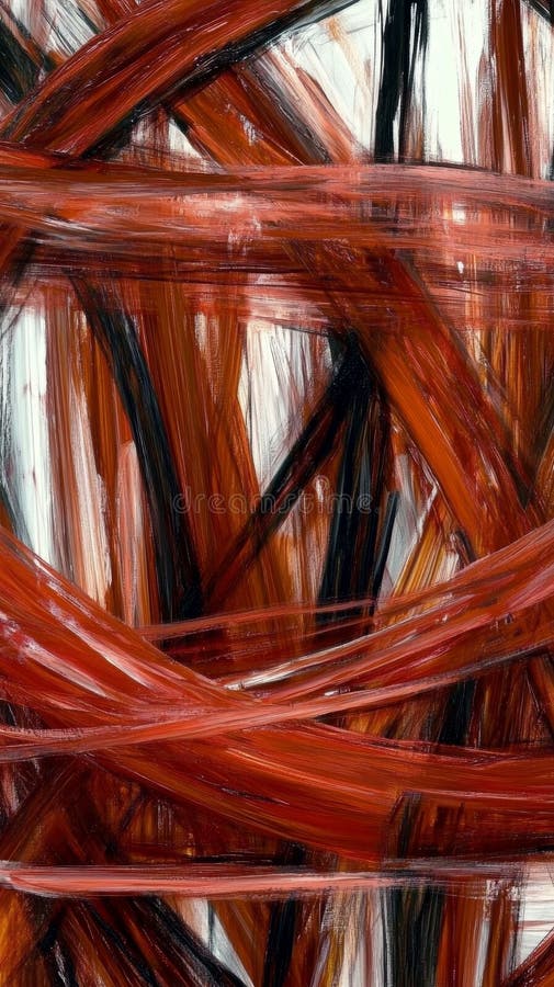 Bold Sweeping Strokes in Red and Black Create Intertwined Heart Shapes ...