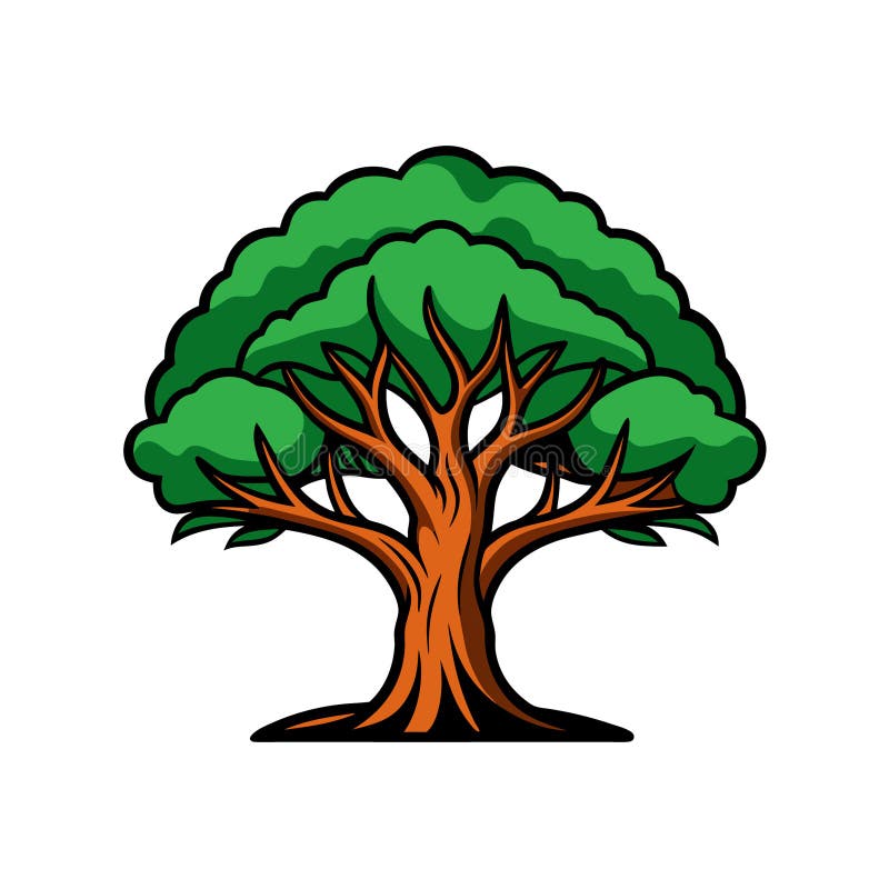 Bold Tamarind Tree Illustration with Clear Outline Stock Image ...