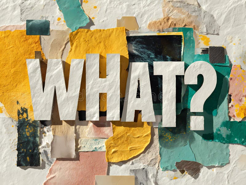Bold Text Collage Art with WHAT? in Mixed Media Style - AI Generated ...