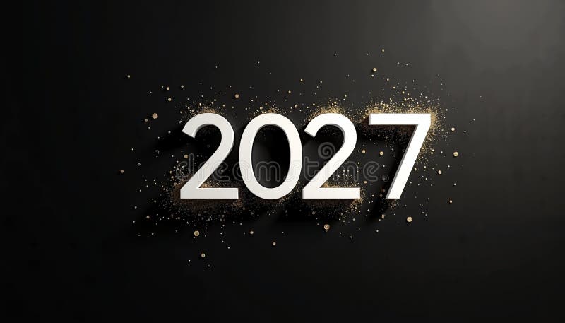 Bold 2027 Text on Dark Background with Gold Sparkles, New Year S ...