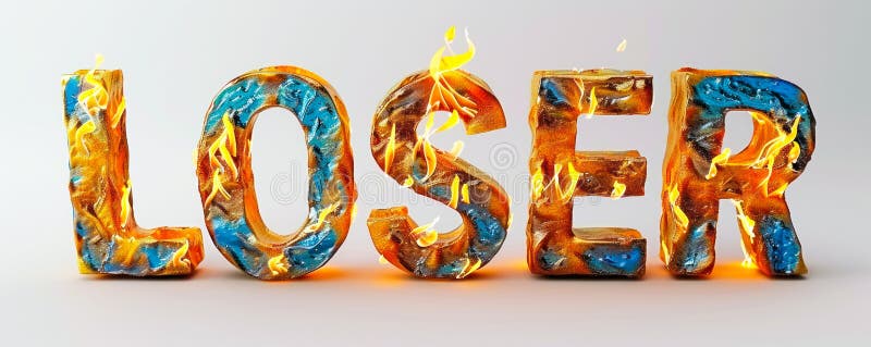 Bold Text LOSER in Fiery 3D Letters on a Clean White Background ...