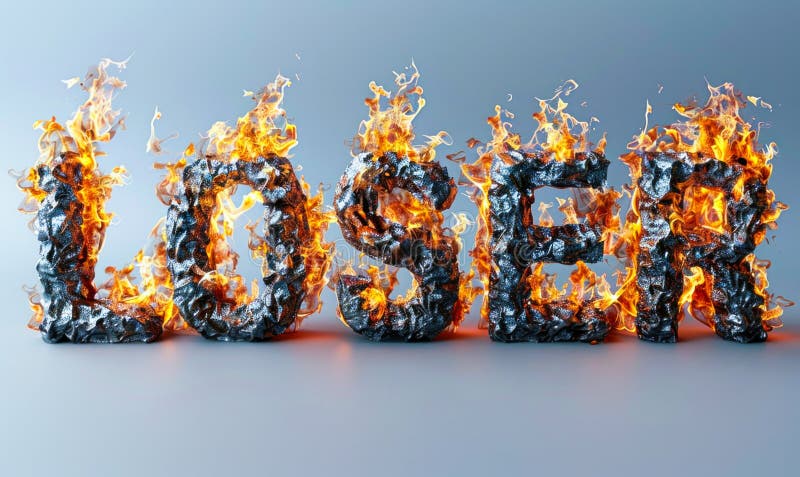 Bold Text LOSER in Fiery 3D Letters on a Clean White Background ...