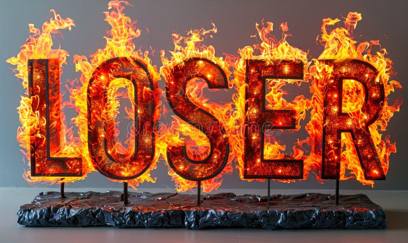 Bold Text LOSER in Fiery 3D Letters on a Clean White Background ...