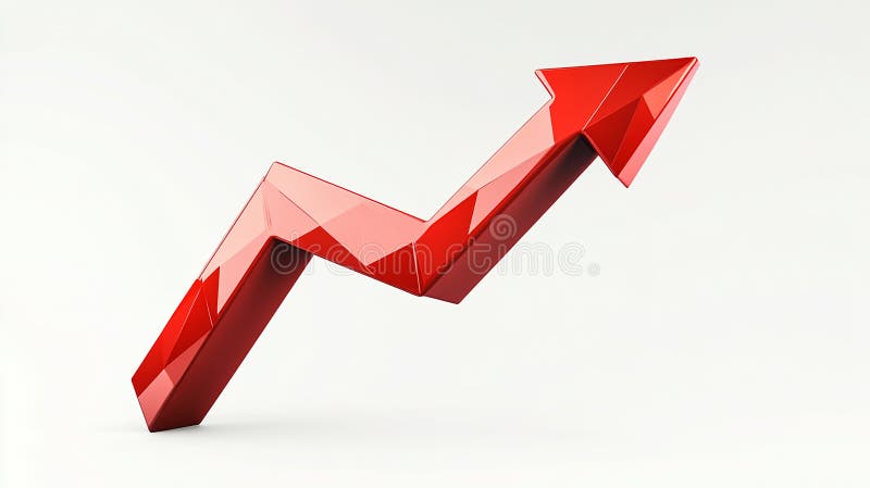 A Bold, Three-dimensional Red Zigzag Arrow Pointing Upward, Symbolizing ...