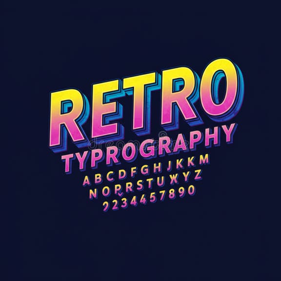 Bold, Three-dimensional "RETRO TYPOGRAPHY" Text Dominates a Dark ...