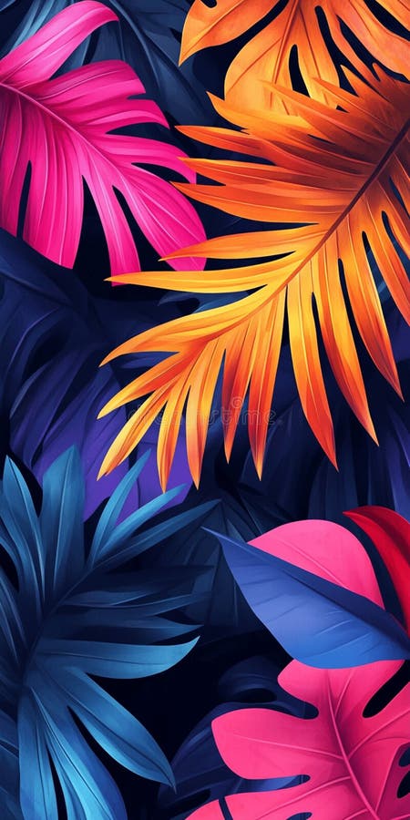 Bold Tropical Abstract Leaf Pattern Wallpaper Stock Illustration ...