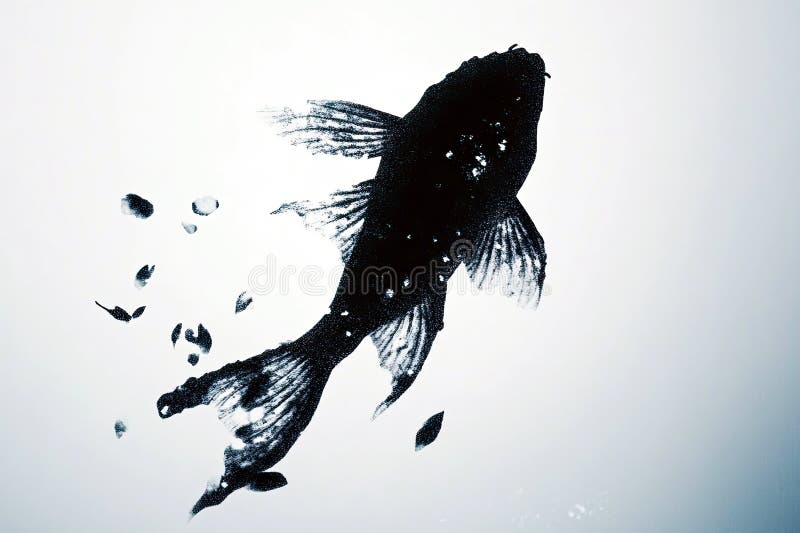 Bold Tropical Fish Silhouette Emerges through Negative Space Against a ...