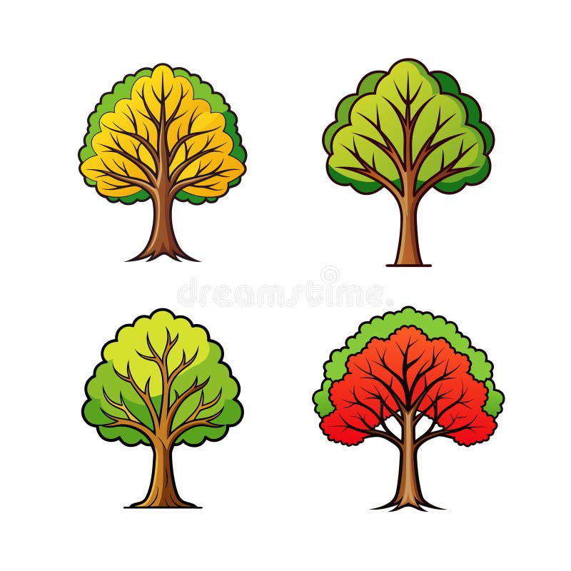 Bold Tulip Poplar Tree Illustration with Clear Outline Stock Vector ...
