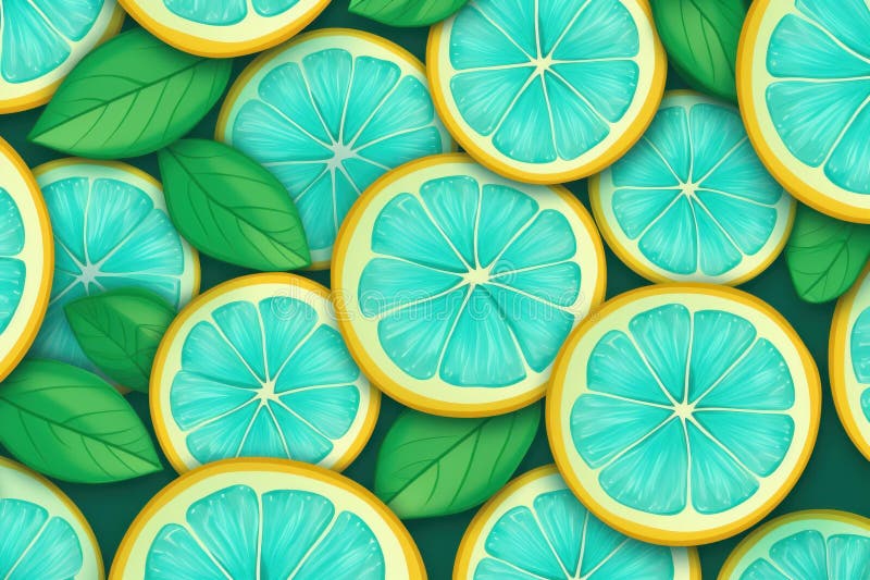Bold Turquoise Lemon Fruit Background. Generate Ai Stock Illustration ...
