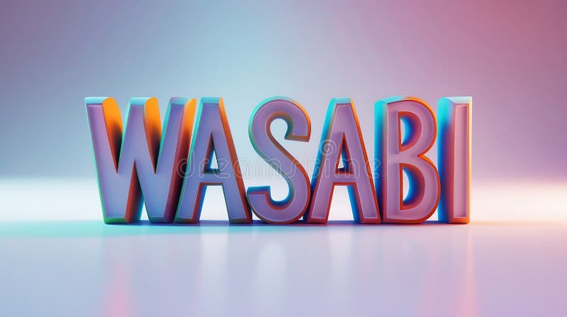 Bold Typographic Representation of the Word Wasabi Against a Colorful ...