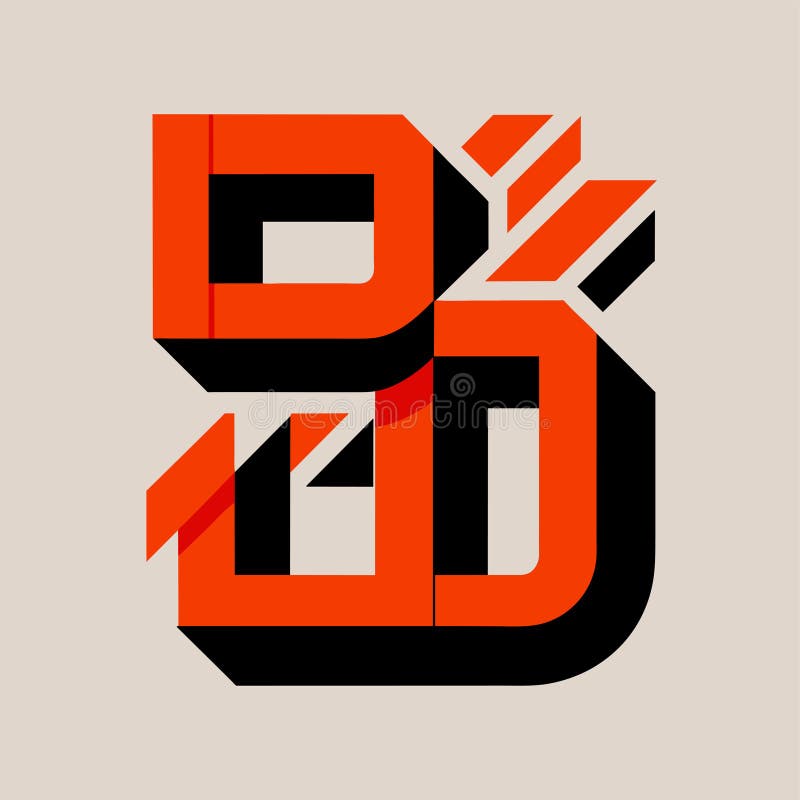 Bold Typography Design Featuring Interlocking D Letters in Orange and ...