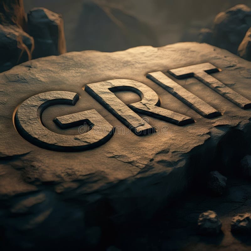 A Bold Typography Design of the Word Grit Engraved into a Rough Stone ...