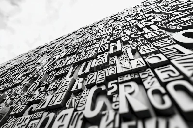 Bold Typography Layout in Contrasting Black and White Tones Stock Image ...