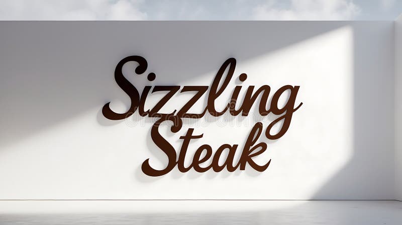 Bold Typography of Sizzling Steak Displayed on a Clean Wall with ...