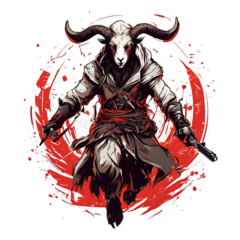 A Bold and Unique Vector Illustration of an Assassin-themed Goat ...