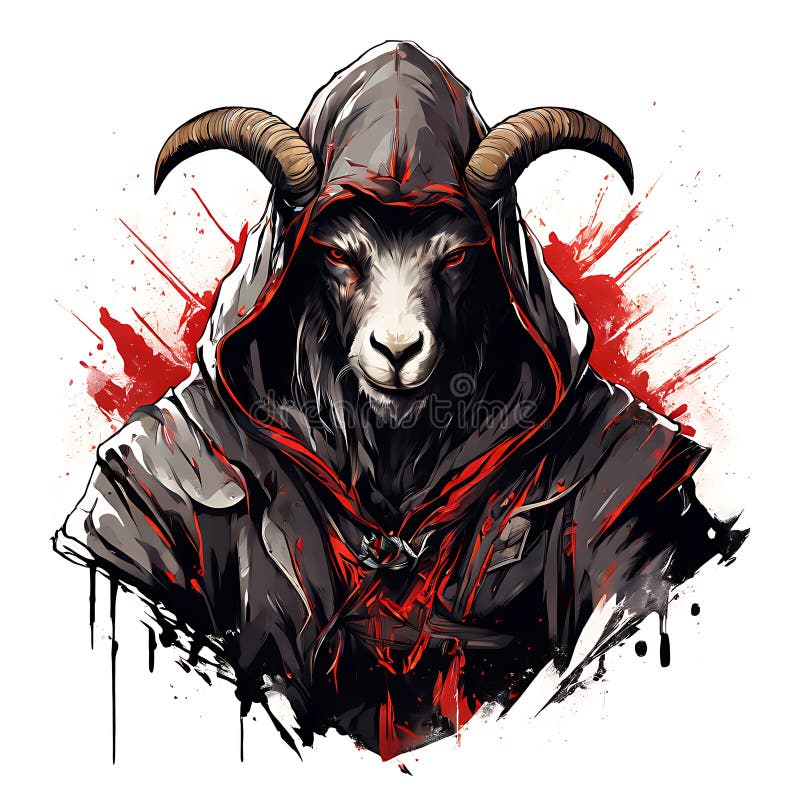 A Bold and Unique Vector Illustration of an Assassin-themed Goat ...
