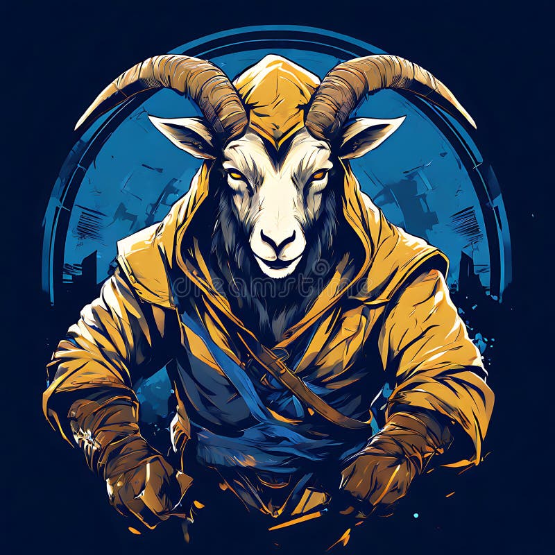 A Bold and Unique Vector Illustration of an Assassin-themed Goat ...