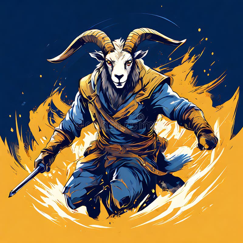 A Bold and Unique Vector Illustration of an Assassin-themed Goat ...