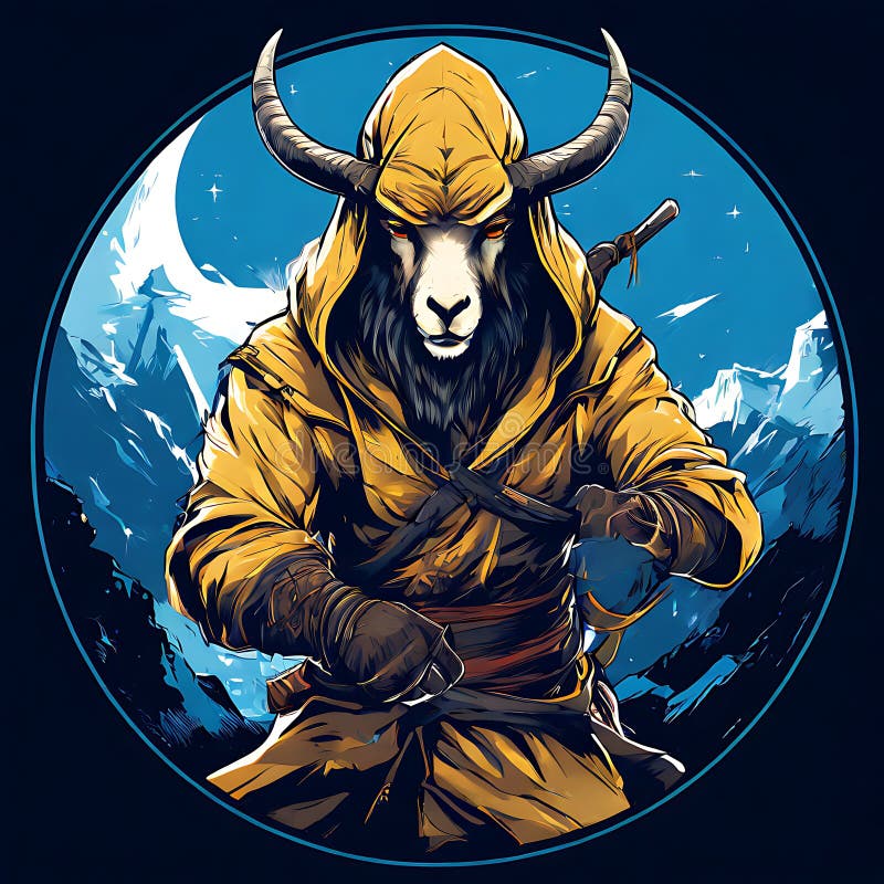 A Bold and Unique Vector Illustration of an Assassin-themed Goat ...