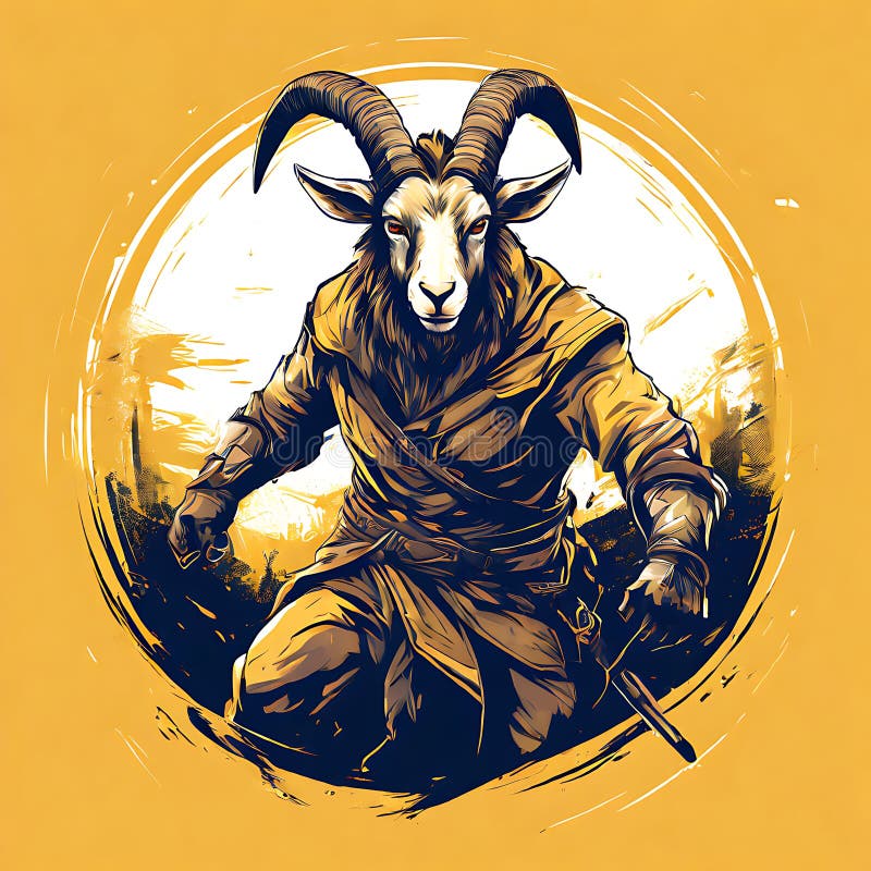 A Bold and Unique Vector Illustration of an Assassin-themed Goat ...