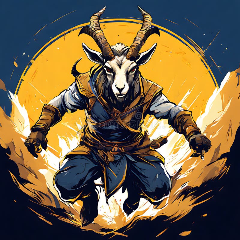 A Bold and Unique Vector Illustration of an Assassin-themed Goat ...