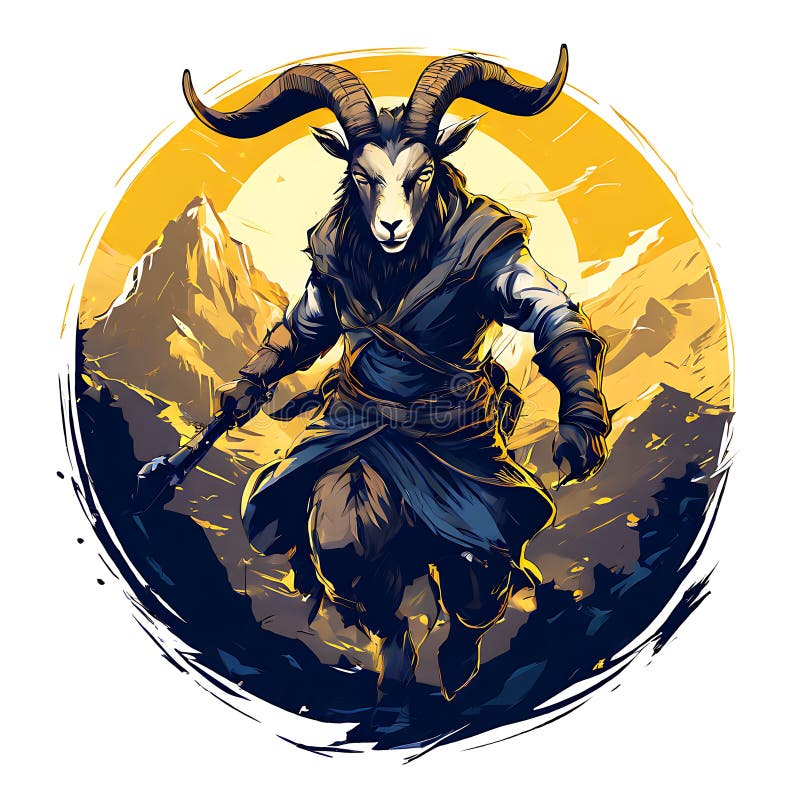 A Bold and Unique Vector Illustration of an Assassin-themed Goat ...