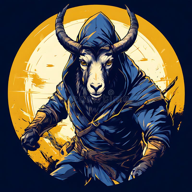 A Bold and Unique Vector Illustration of an Assassin-themed Goat ...